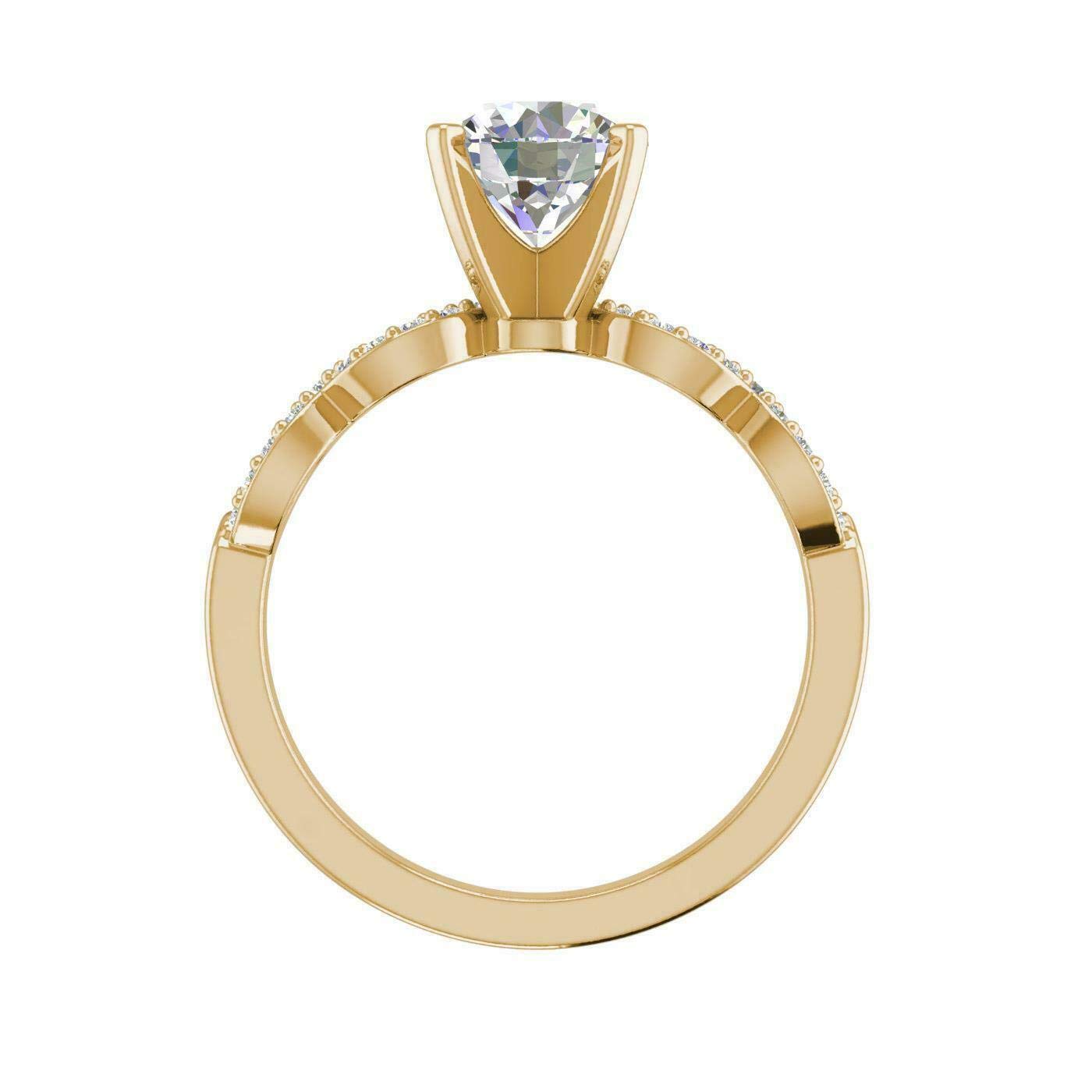 Palaksh Jewelry Created Round Cut White Diamond 925 Sterling Silver 14K Yellow Gold Finish Infinity Pave Diamond Wedding Engagement Ring for Women's