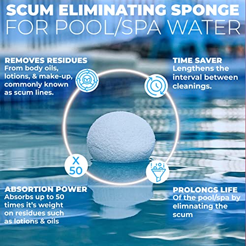Silk Balance Hot Tub 76 oz with ScumSponge Oil-Absorbing Sponge for Spas, Natural Treatment to Keep pH and Alkalinity Balanced for Hot Tubs, Pool & Spa, SILKBALANCE Water Care Solution, 4 Month Supply