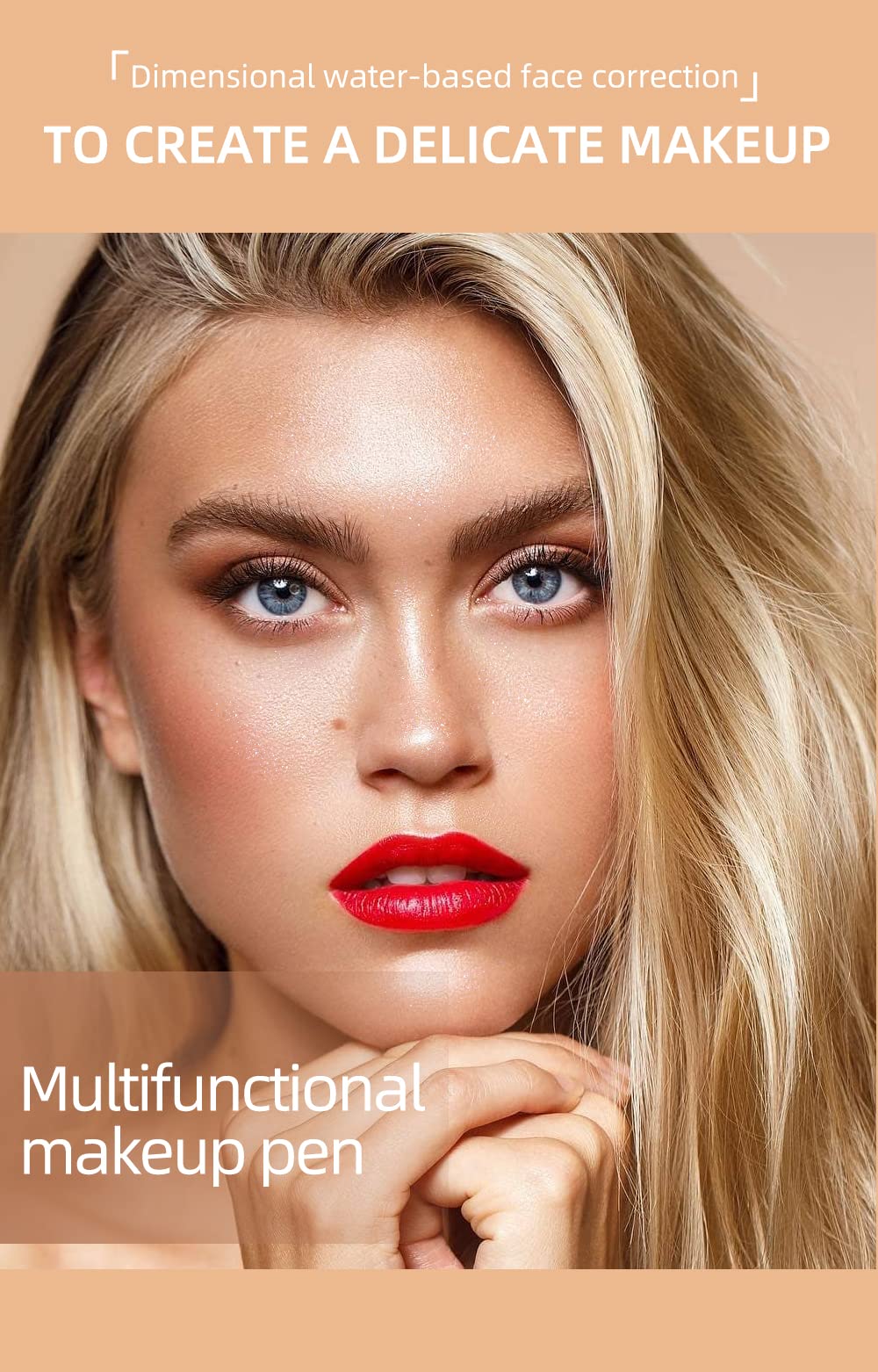 URQT Cream Bronzer Contour Beauty Wand, Highlighter Blush With Cushion Applicator, Liquid Face Makeup Wand Lightweight Natural Super Silky Stick Light (4# Highlight Pearl White)