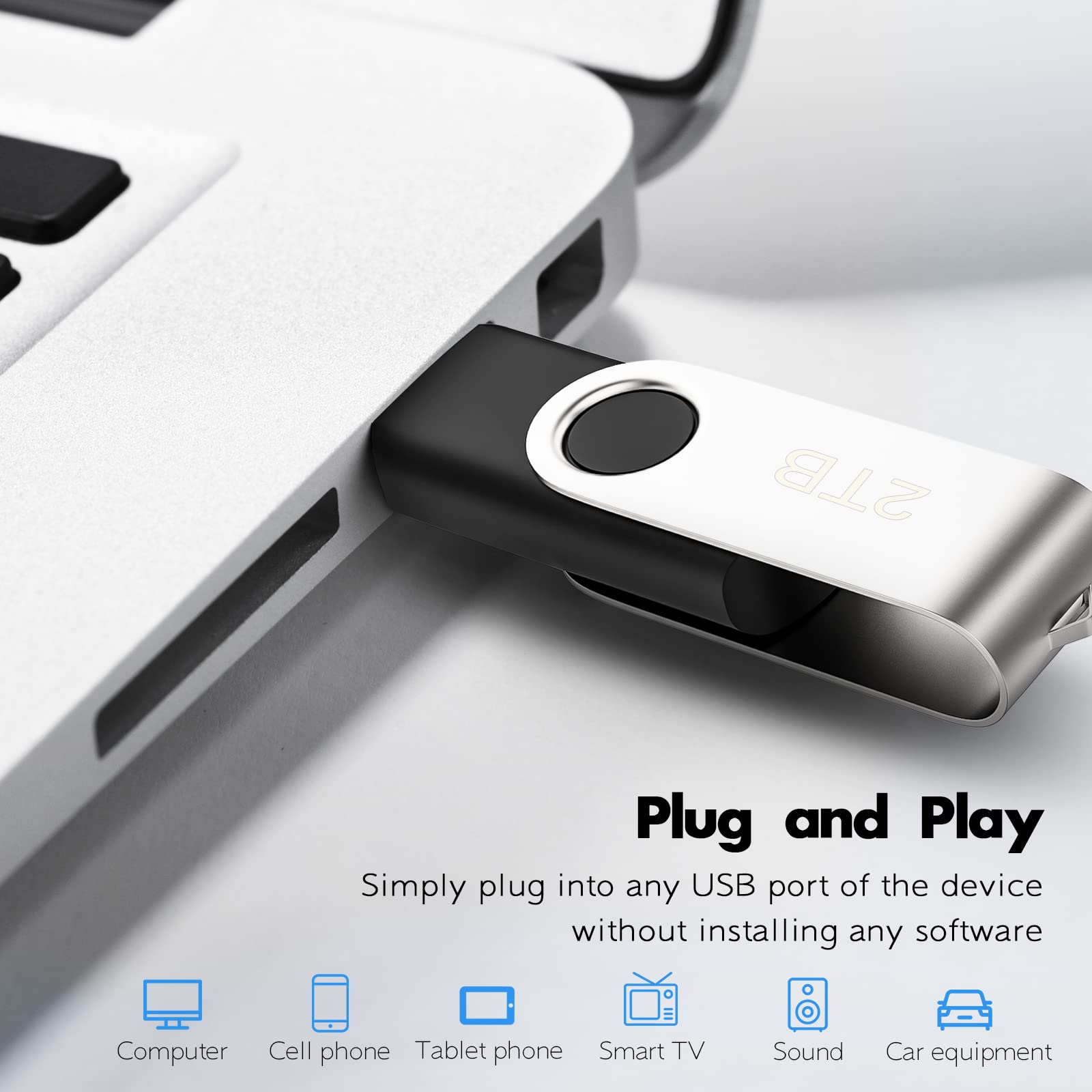 USB Flash Drive 2tb Portable Thumb Drives USB Memory Stick Large Storage 2000G USB Drive External High-Speed Jump Drive, Swivel Bulk Zip Drive for PC/Laptop/Computer