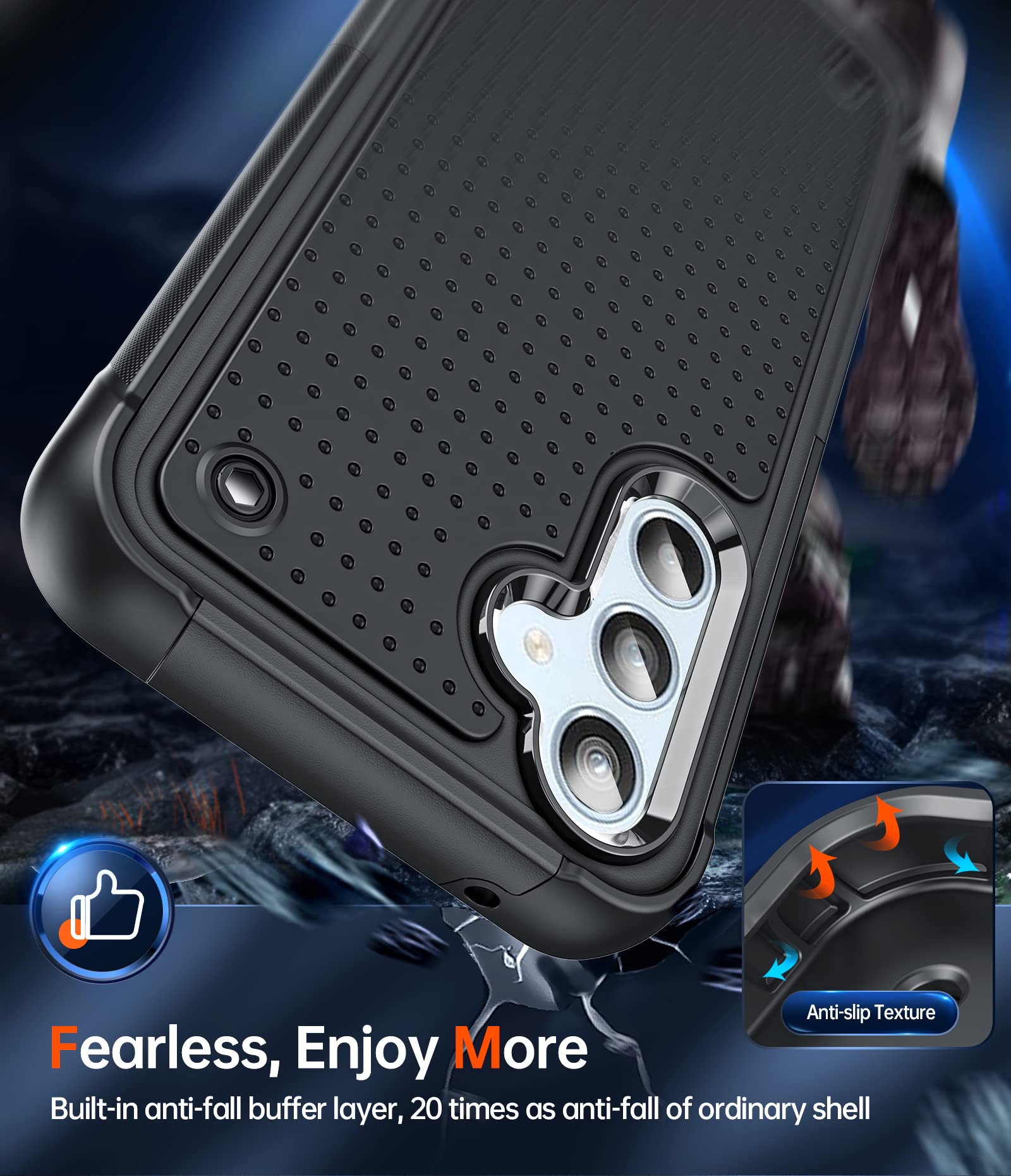 LeYi for Samsung Galaxy A54 5G Case, Samsung A54 5G Case with [2 Pack] Screen Protectors, Shockproof Heavy Duty Dual Layer Protective Hard PC Textured Back & Soft Bumper Case for Galaxy A 54 5G, Black