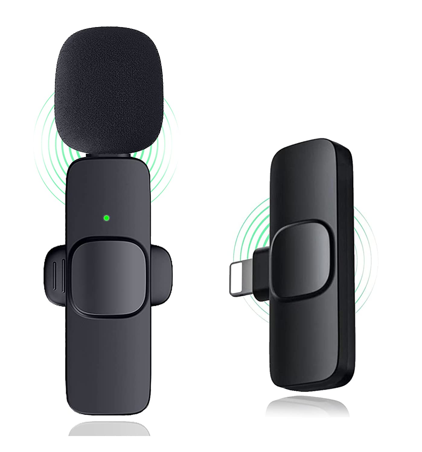 Wireless Lavalier Microphone for iPhone - Plug and Play 2.4GHz Cordless Lapel Mic for Recording YouTube, Facebook Live Stream, Vloggers, Interview, Conference, Tiktok, Podcast, Vlogging | Black