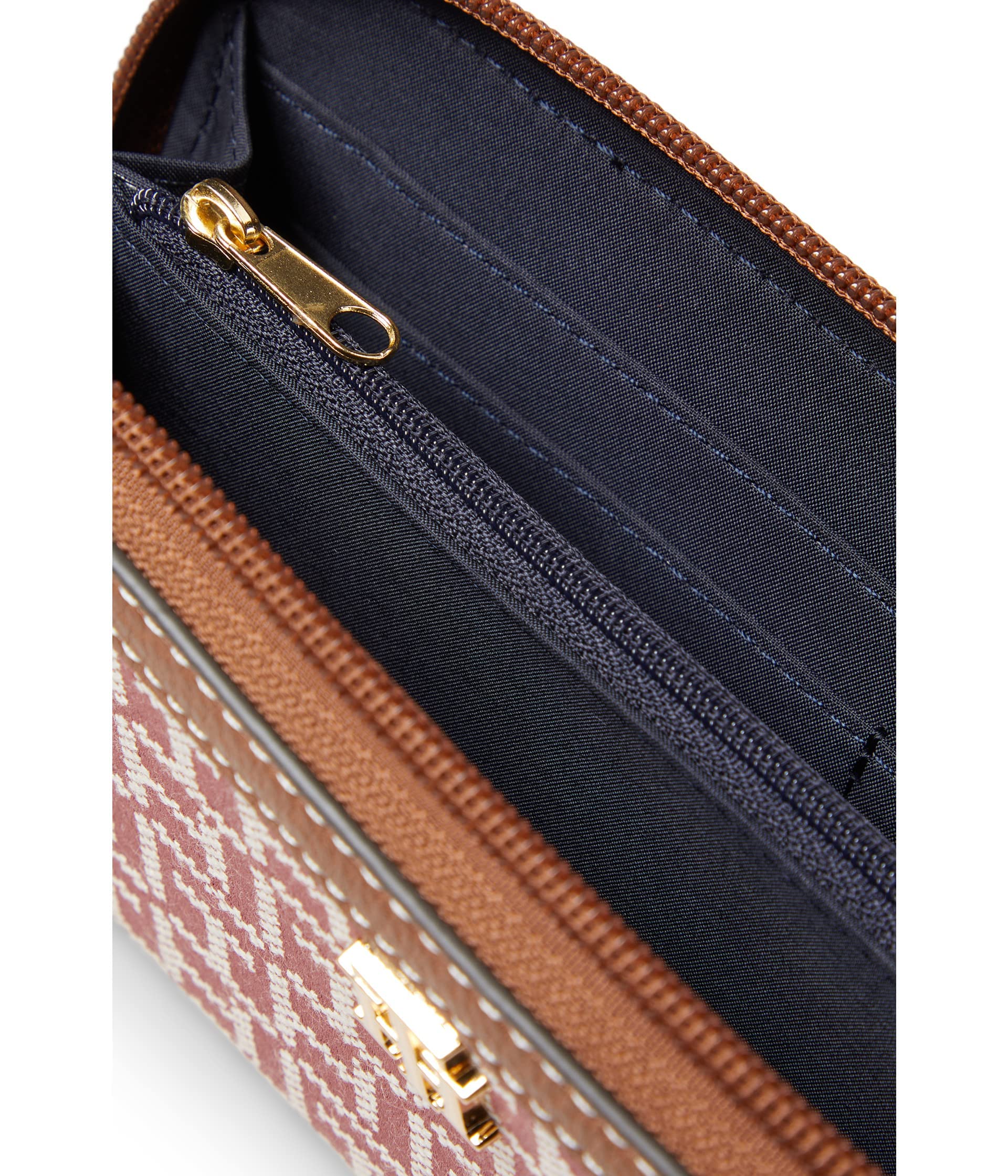 Tommy Hilfiger Liv II Zip Around Wallet Square Monogram Jacquard Dockside Red/White Greige One Size