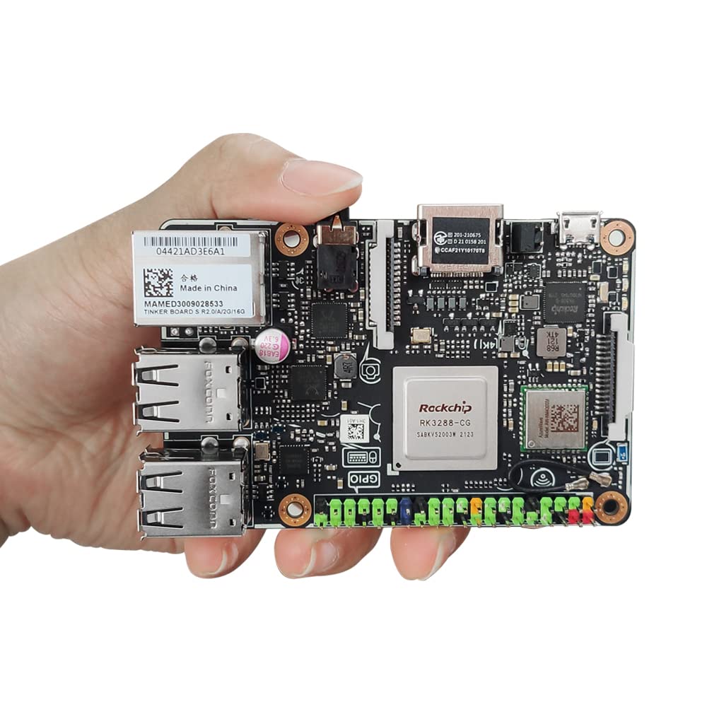 youyeetoo Tinker Board S R2.0 16GB EMMC Single Board Computer,Suppor Android 11/Debian/retropie/kodi, onboard WiFi/BT4.2/Audio Jack/LAN for AIoT Outdoor Advertising Machine(2GB RAM/Ver.A)