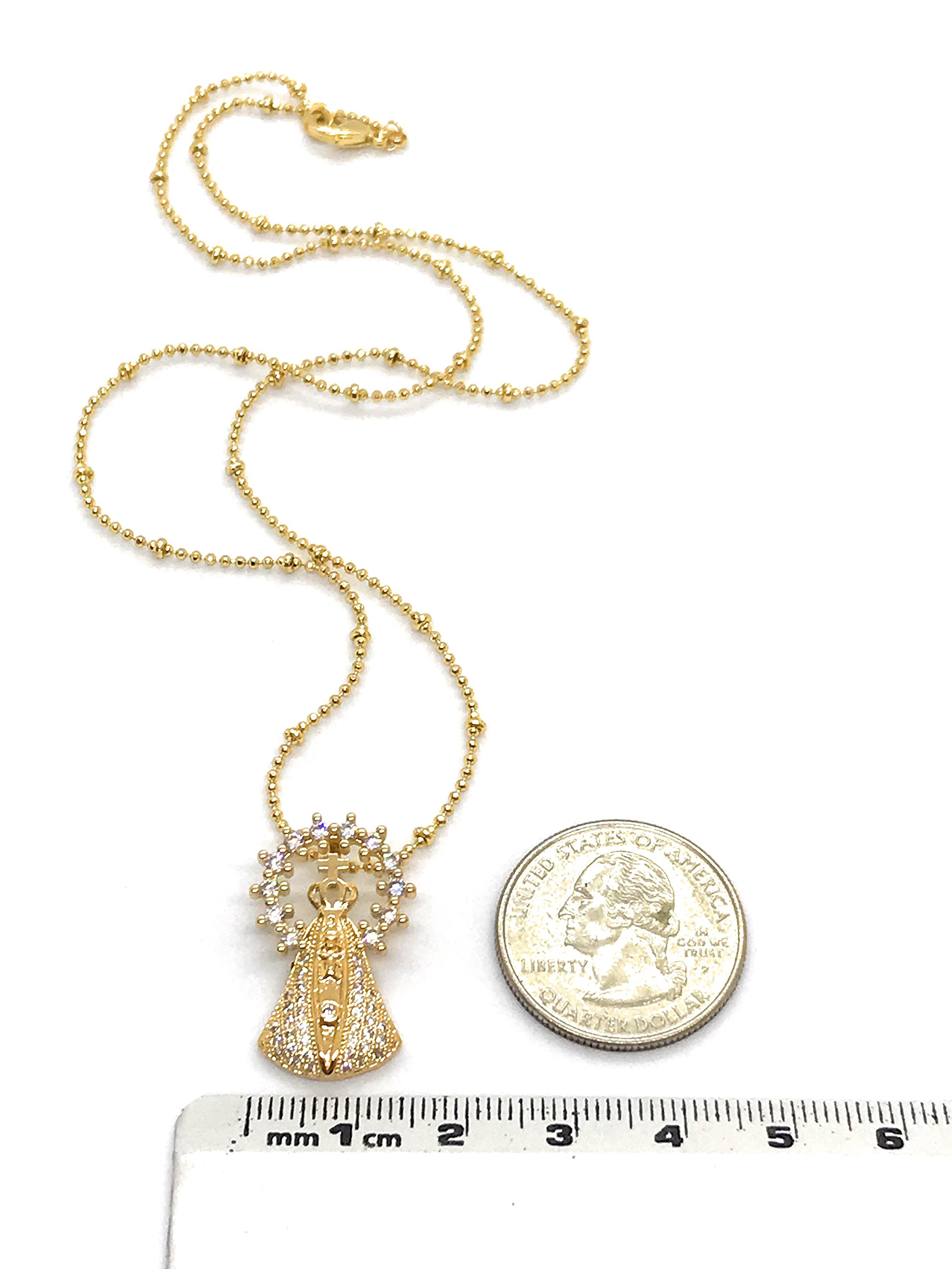 LESLIE BOULES Virgen del Valle Pendant Necklace 18 Inches 18K Gold Plated Chain