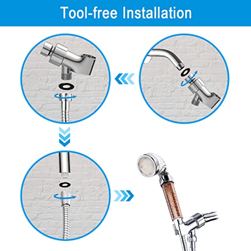 Vacto LED Handheld Shower Head Set with Filtration, Automatic 7-color Changing Shower Head Kit, High Pressure Handheld Shower Head with Hose and Bracket, Water Saving Showerheads with Filtration Beads