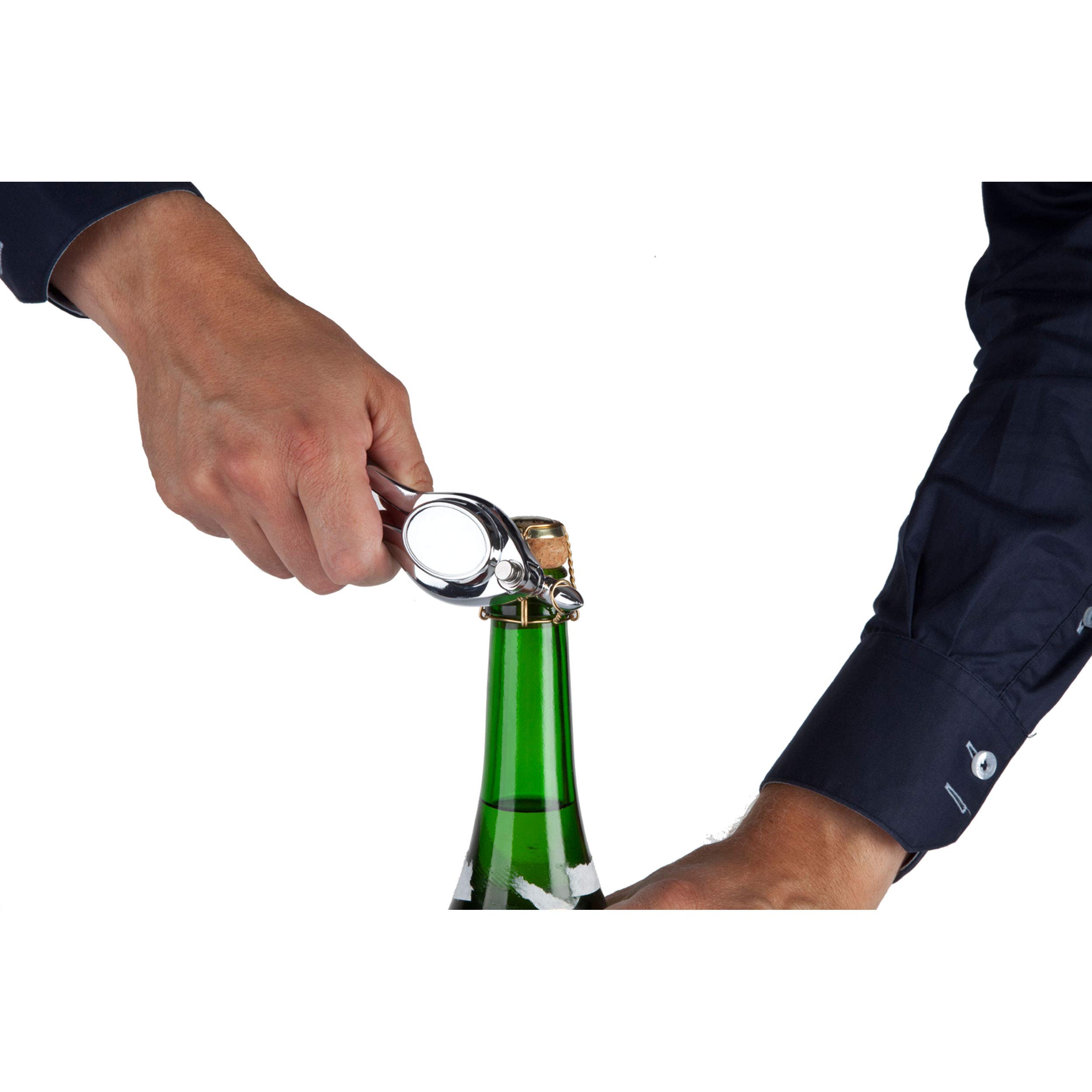 Vacu Vin Champagne Bottle Opener, Silicone, Silver, 7.2x18.4x3.7 cm