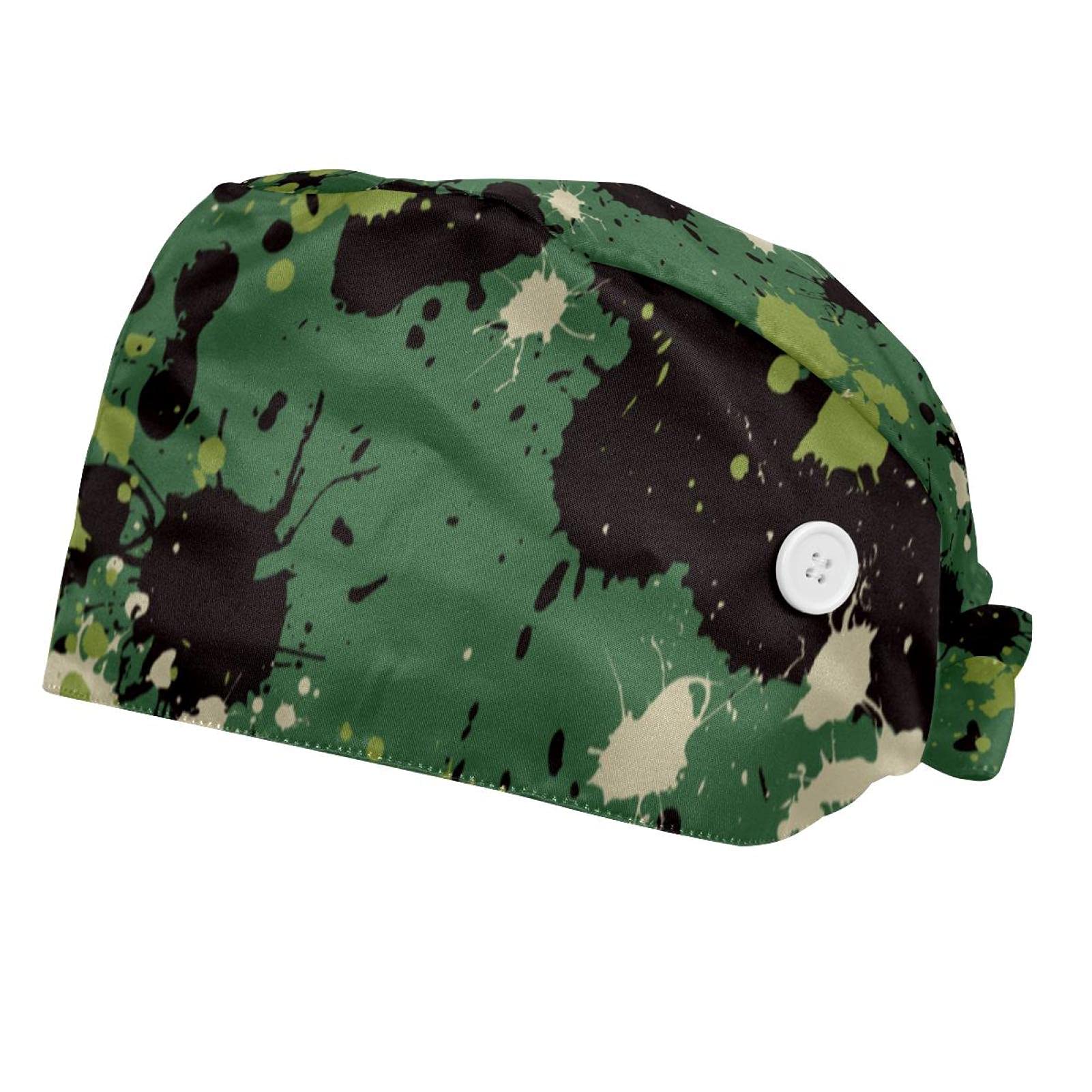 Pshhdgyhs Camouflage Camo Hat Bouffant Cap Working Hat One Size Multi Color, 2 Pcs Hat diameter is 18cm/7in