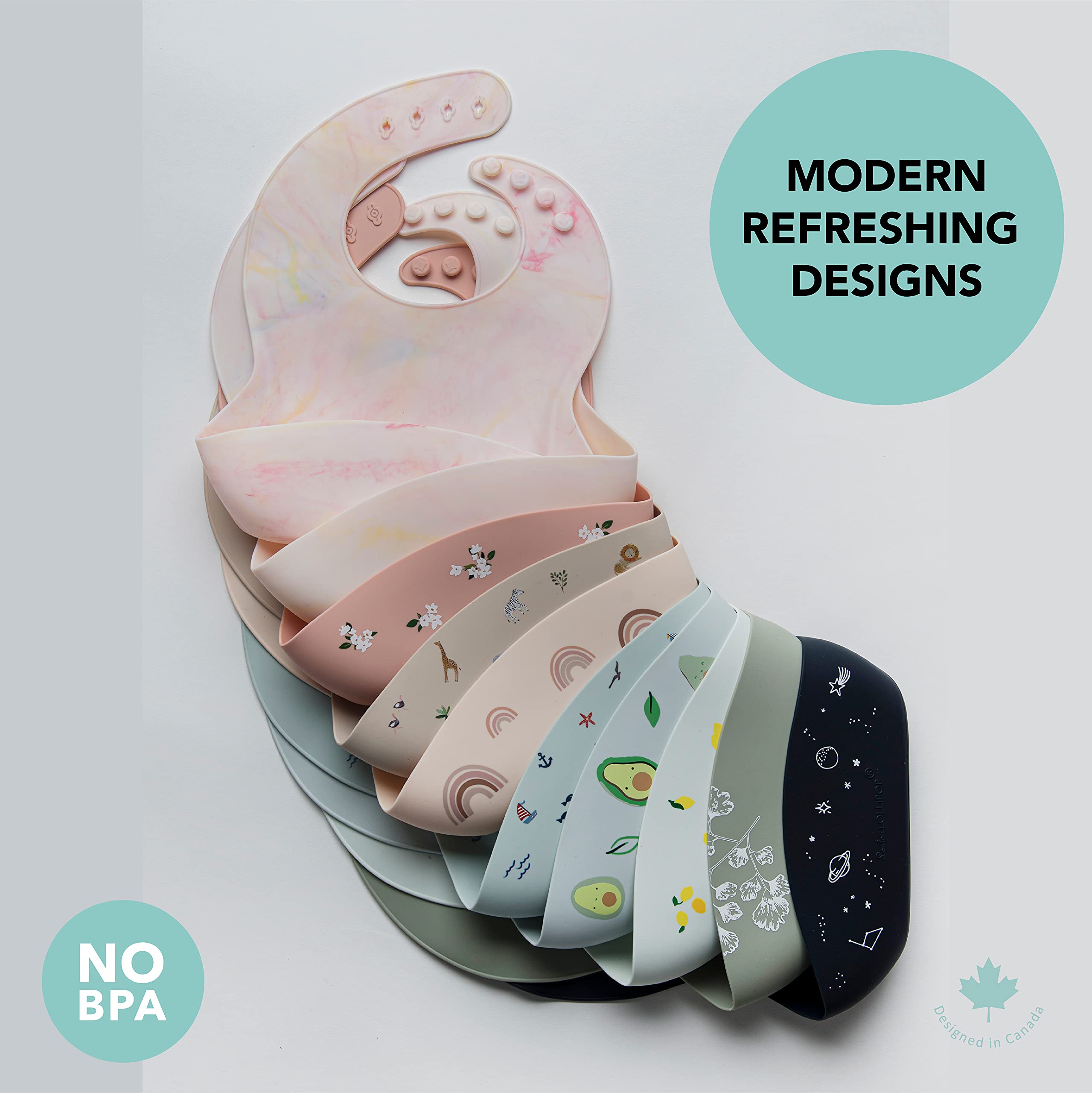 Loulou Lollipop Soft, Waterproof Silicone Feeding Bib for Babies and Toddlers 3 to 36 Months, Easy to Clean, Adjustable Fit and Catch-All Pouch - Space