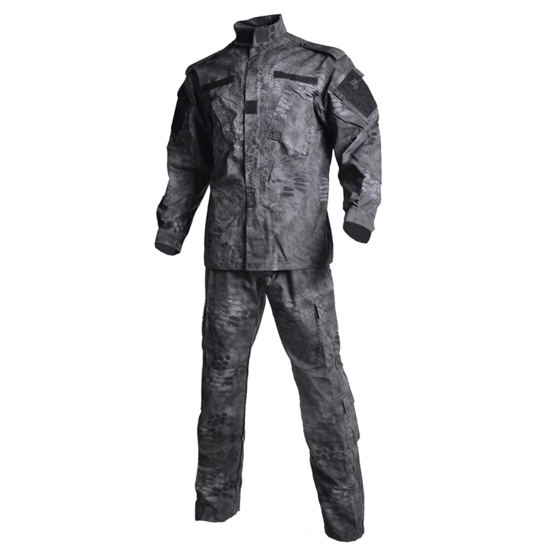Men's Tactical Suit Army Uniform Camouflage SpeciaLces Soldier Training Combat Uniform Jacket And Pants Ruin Gray XS