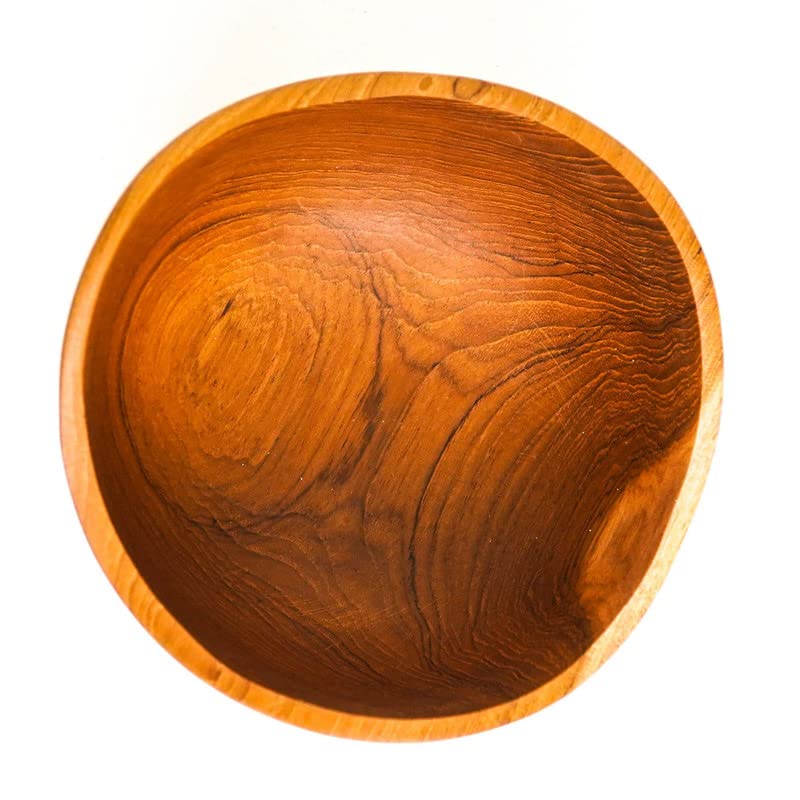 Rainforest Bowls Set of 2 6.5" Wavy Javanese Teak Wood Bowls- Perfect for Daily Use, Hot & Cold Friendly, Ultra-Durable- Exclusive Luxury Custom Design Handcrafted by Indonesian Artisans