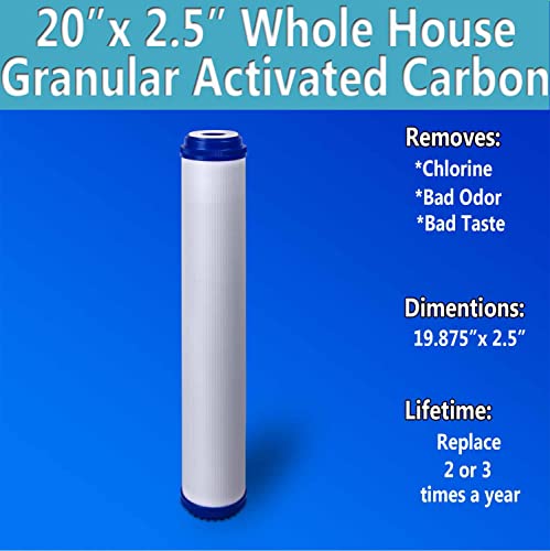 Standard Whole House Coconut Shell Granular Activated Carbon Water Filter 20β x 2.5β Fits 20β x 2.5β Housings. Remove Chlorine and Bad Odor. Compatible with EP-20, HX-CB-25-2010, F3WCB32 Pack of 2