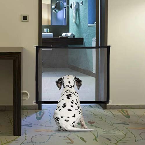 Mesh Dog Gate, Magic Gate for Dog, Portable Folding Pet Gate, Safety Guard for Pet, Safety Fence Fits Spaces Between 32 in to 39 in Wide