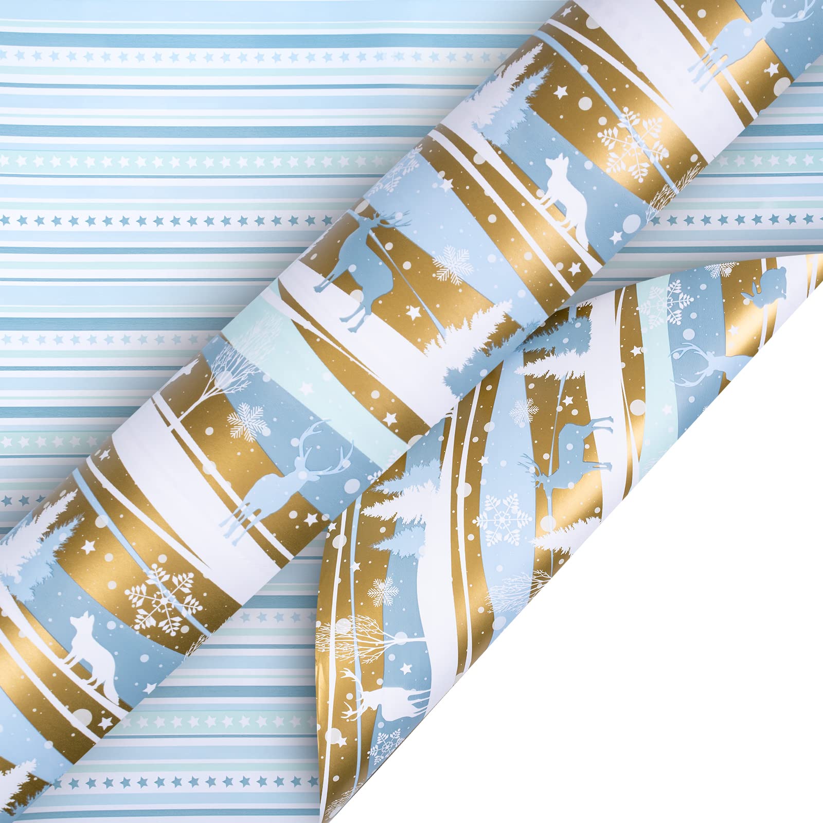 LeZakaa Reversible Christmas Wrapping Paper Roll - Snowman & Black Buffalo Plaid - 17 inches x 32.8 Feet (46.45 sq.ft.)