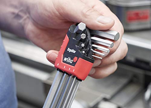 WIHA 66982 ErgoStar Ball End Hex L-Key, Inch and Metric, 22-Piece