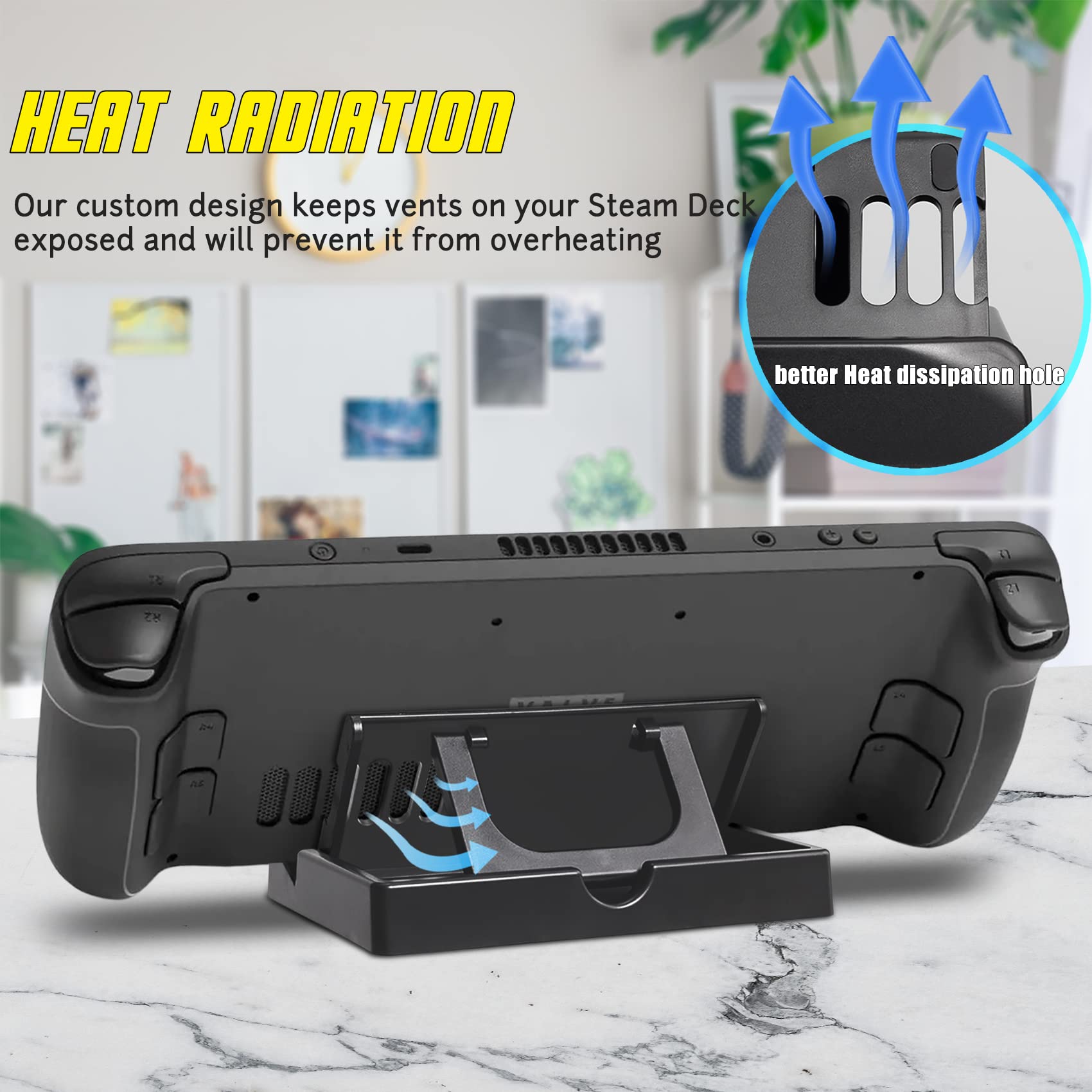 Sedicoca Adjustable Playstand Compatibe for Valve Steam Deck 2021 Gaming Console, Portable Compact Play Stand Mount Compact Foldable Multi Angle Holder Play Stand Compatible with 3 Height Settings