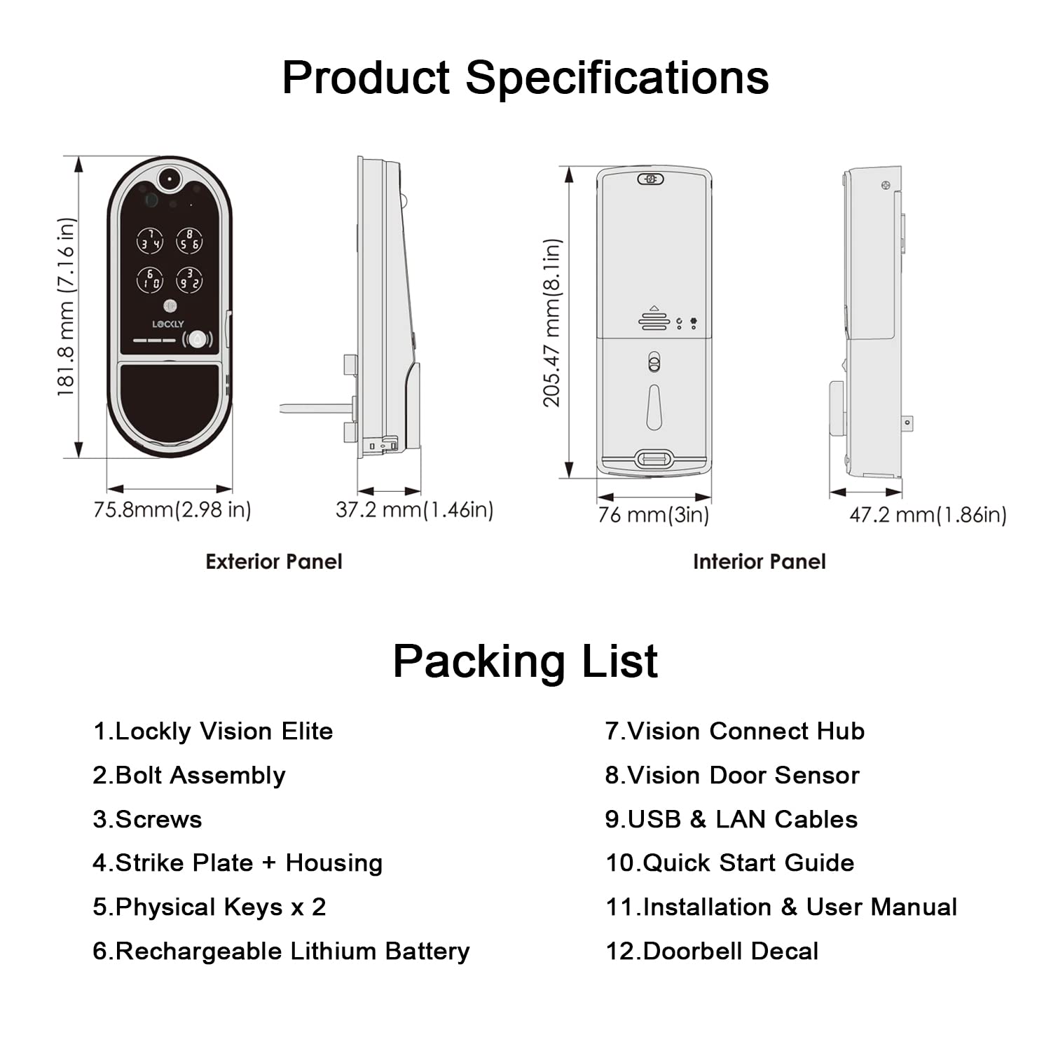 Lockly Secure Pro Wi-Fi Smart Lock Keyless Entry Door Lock Satin Nickel and Lockly Vision Video Doorbell Camera Smart Lock Venetian Bronze
