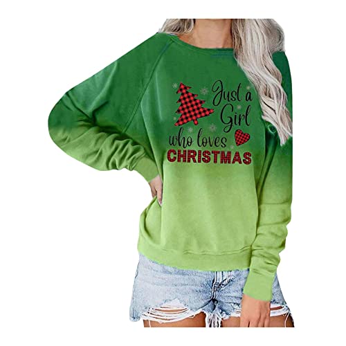 Swrowesi Sweatshirt for Womens Cute Elk Print Loose Top Christmas Casual Plus Size Sweater O Neck Long Sleeve Pullover