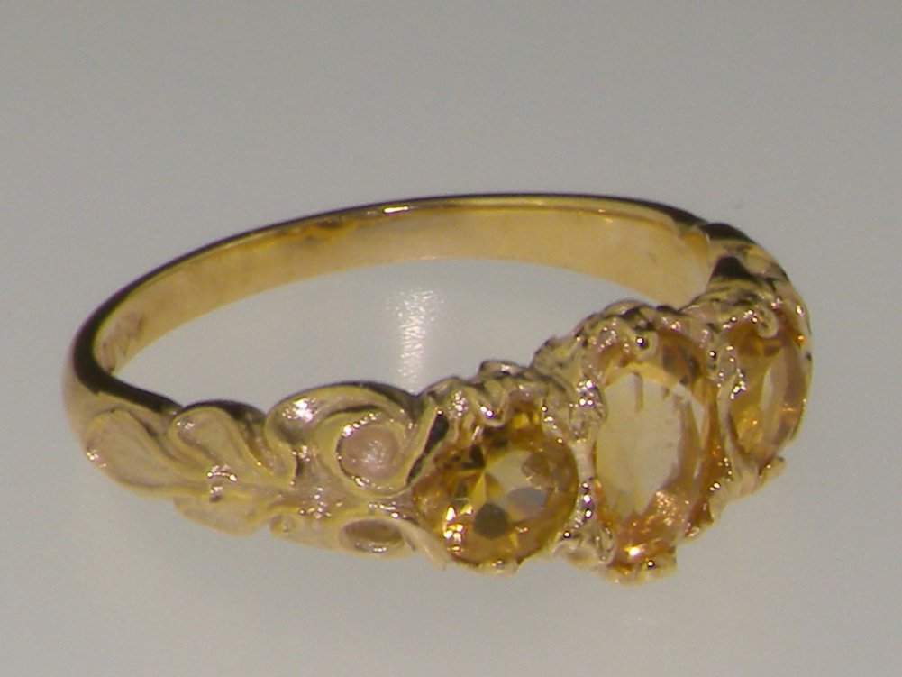LetsBuyGold 10k Yellow Gold Real Genuine Citrine Womens Band Ring - Size 7