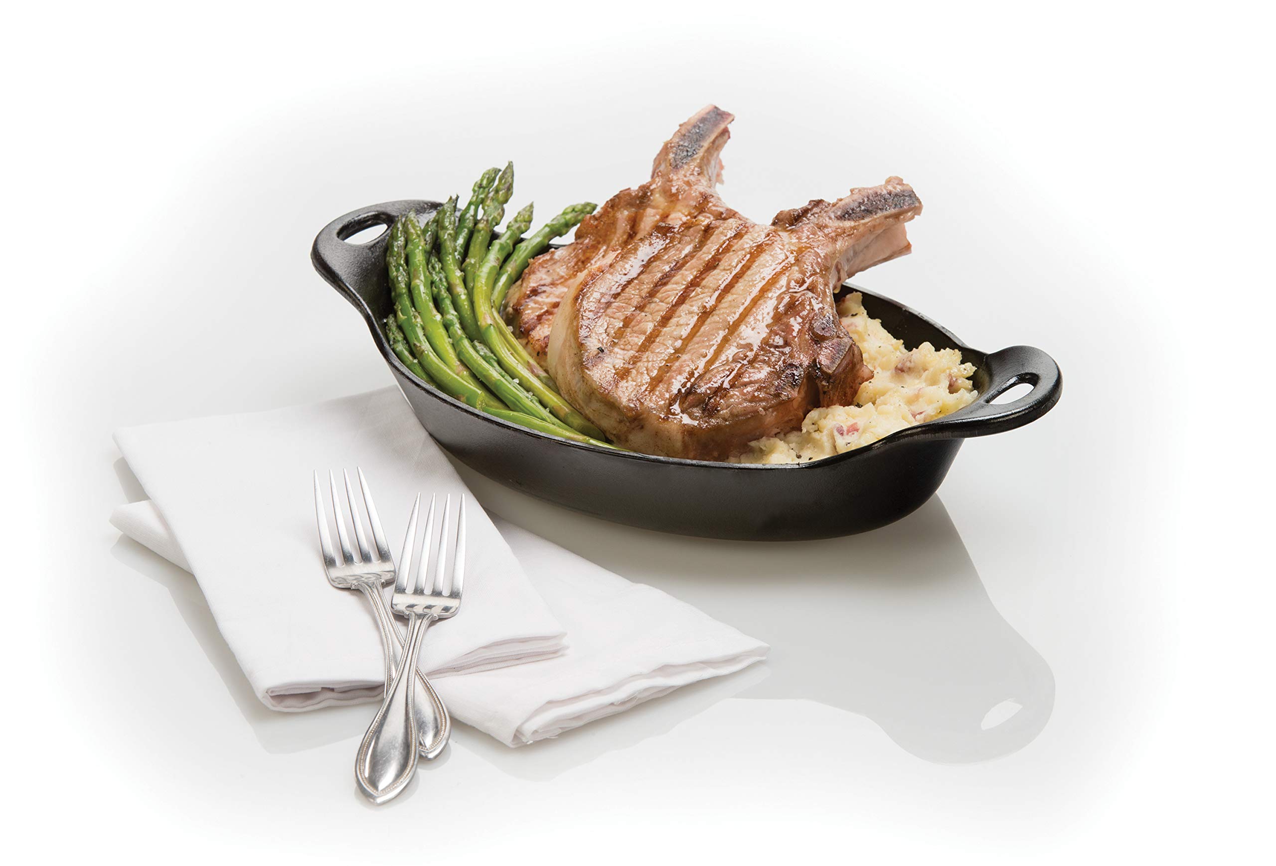 Lodge Cast Iron Oval Serving Dish, 36 oz, Black