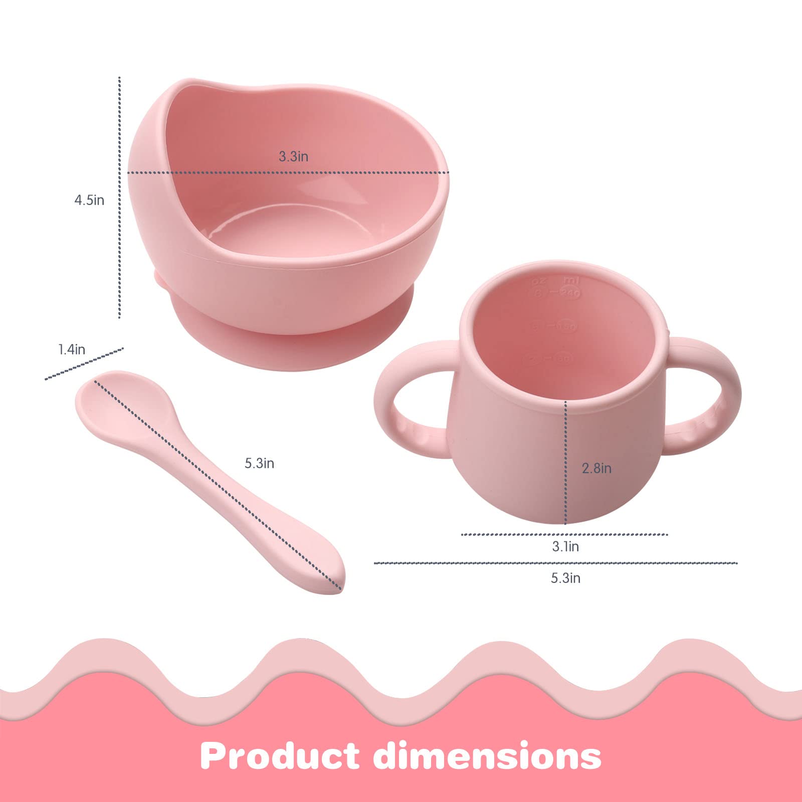teanpoon suction bowls for baby|suction bowls for toddlers|Toddler Cups 100% Tiny Silicone Drinking Training Cup for Baby|Silicone Baby Feeding Set|2 easy- grip handles