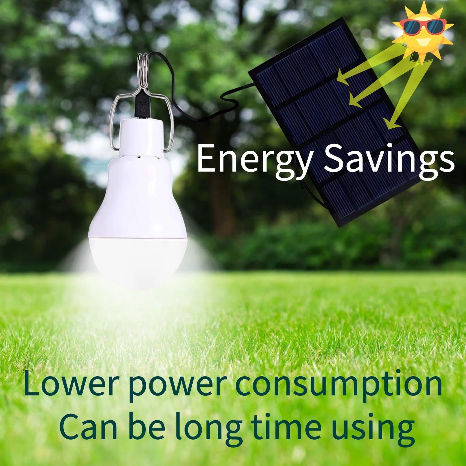 PKOUVOO Solar Light Bulb Outdoor, Chicken Coop Lights Solar Powered Led Bulb Light with 3.5M Solar Panel for Camping Tent Fishing Hiking Shed Lighting(White-2 Pack)