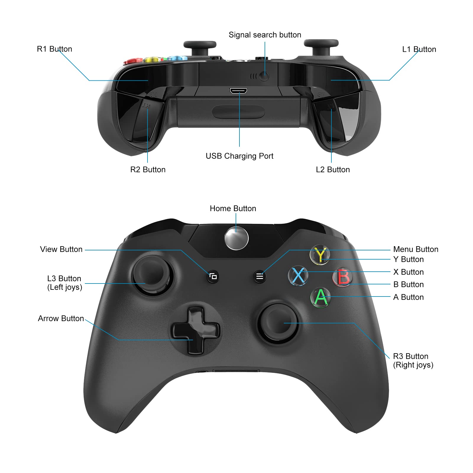 Wireless PC Controller Compatible With Xbox Series X/S/Xbox One/Xbox One S/One X, with Headphone Jack(BLACK)