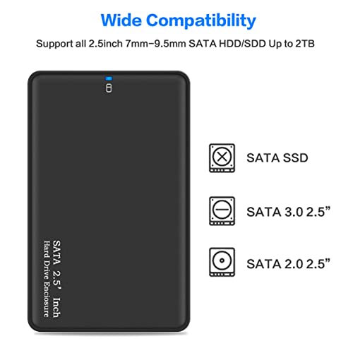 SOLUSTRE USB Hard Drive Enclosure 3pcs Tb for B Inch Micro USB Hard up -.mm Portable Enclosure . HDD/ssd External Disk to Tool-Free HDD Case