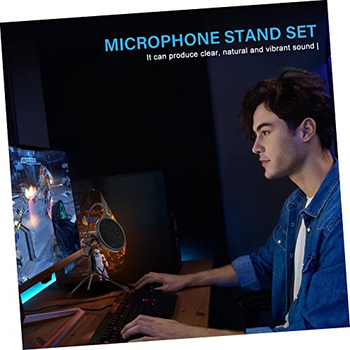 Vaguelly 2 Sets Computer Microphone Podcast Studio Microphone Laptop Stand for Desk Live Broadcast Mic Usb Recording Mic Condenser Microphone Recording Microphone Trumpet Capacitance Metal