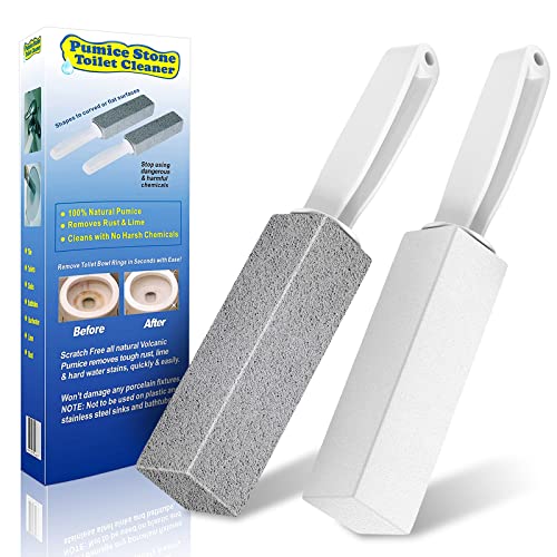 Laiyeoy Toilet Bowl Cleaner Pumice Stone -Hard Water Stain Remover with Ergonomic Handle, Powerfully Removes Toilet Bowl Rings,Rust &Lime,Ideal for Toilet Brush/BBQ Grills/Sink/Pool/Bathroom【2Pack】