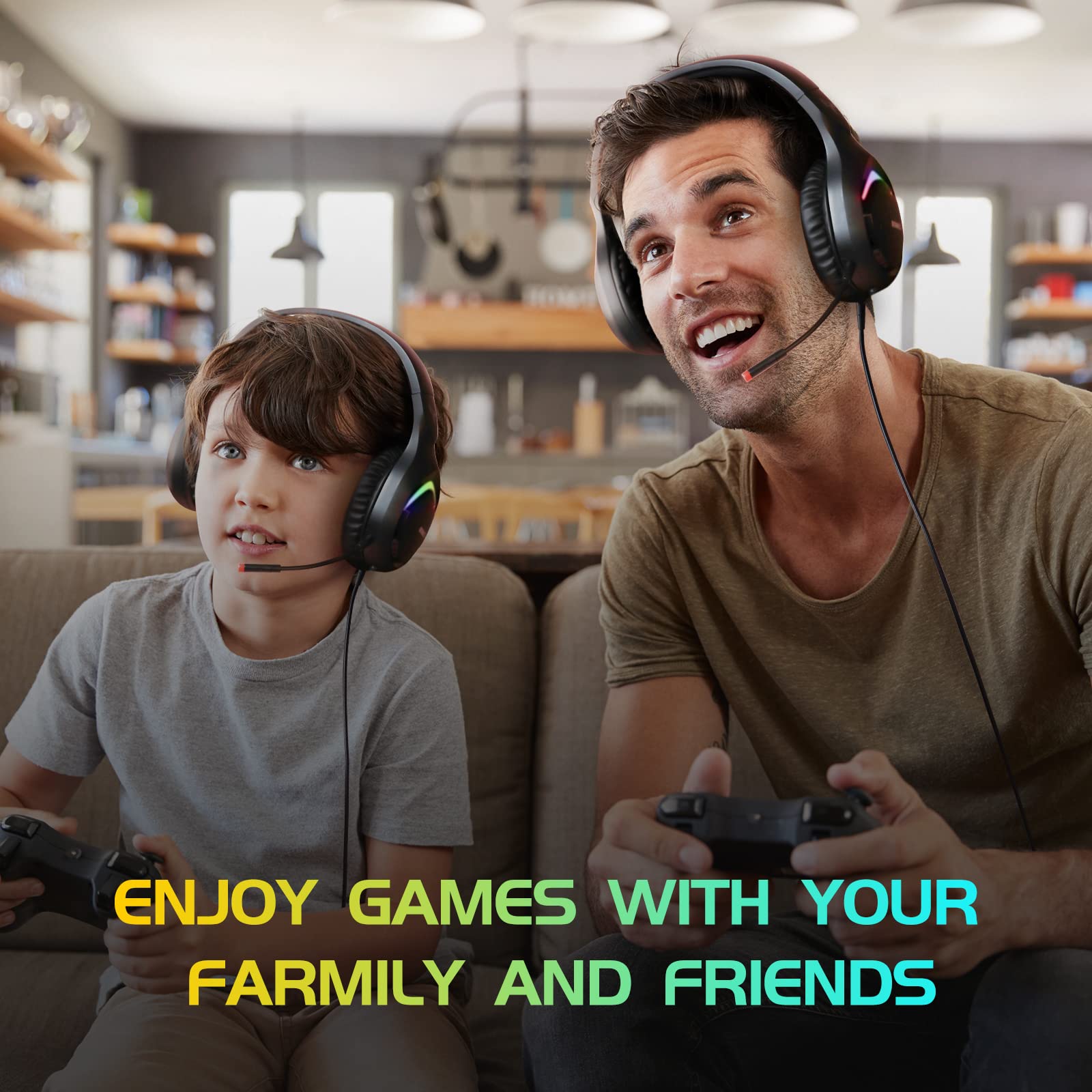 SOMIC G310 Gaming Headset, 3.5mm Gaming Headphones with Microphone Noise Cancelling with RGB Light, Stereo Sound for PC, Laptop, PS4, PS5, Xbox