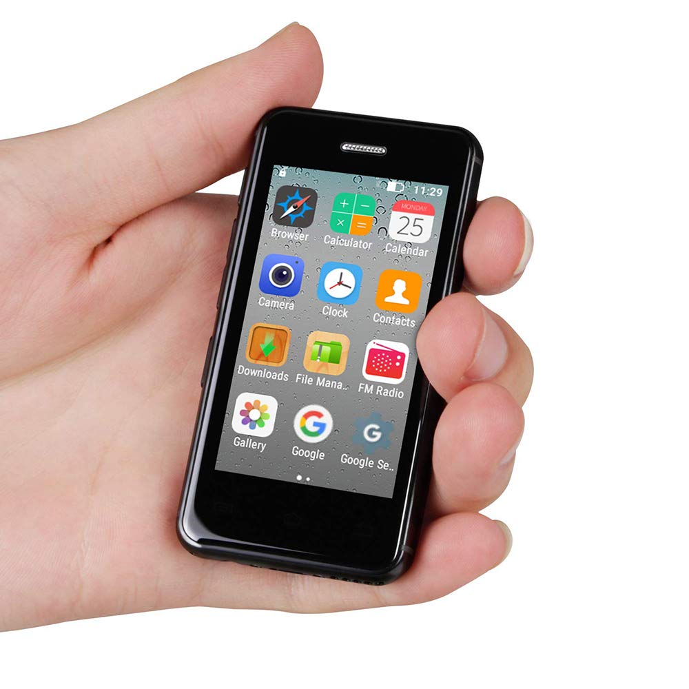 Mini Smartphone Android Unlocked Cell Phone Child Phone 2.5" Quad Core 1GB 8GB 8.0MP Super Ultra-Thin Mini Mobile Phone Melrose S9X Small Smart Phone (Black)