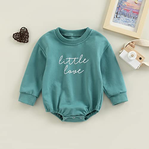 VINMEN Baby Girls Boys Valentines Sweatshirt Romper Letter Embroidery Long Sleeve Valentines Outfit