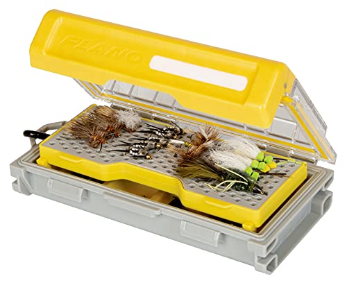 Plano Edge Micro Fly Storage Box, Gray and Yellow, Waterproof and Rust-Resistant Customizable Fishing Tackle Organization
