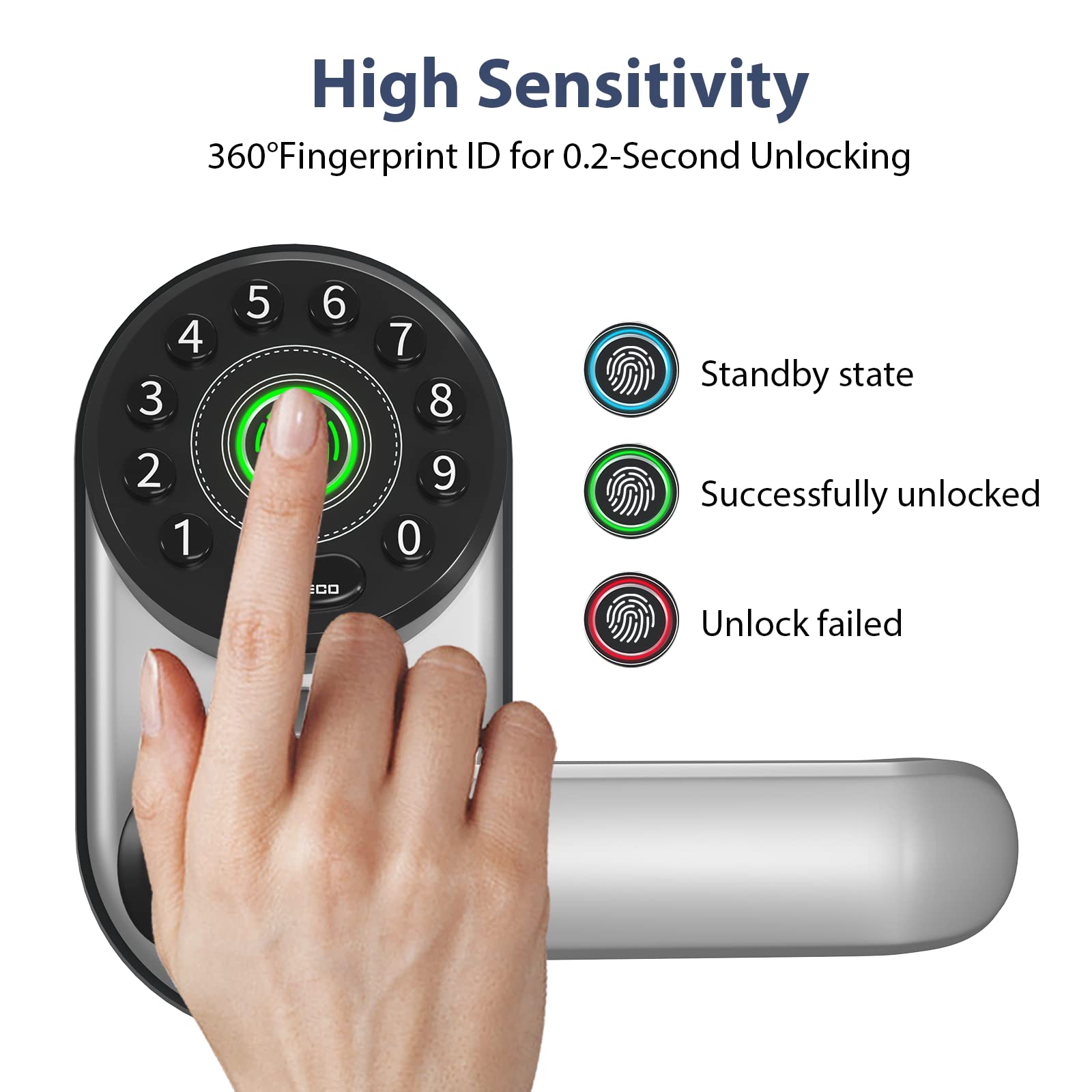 NGTeco Smart Biometric Fingerprint Door Lock with WiFi, Keypad, and Bluetooth