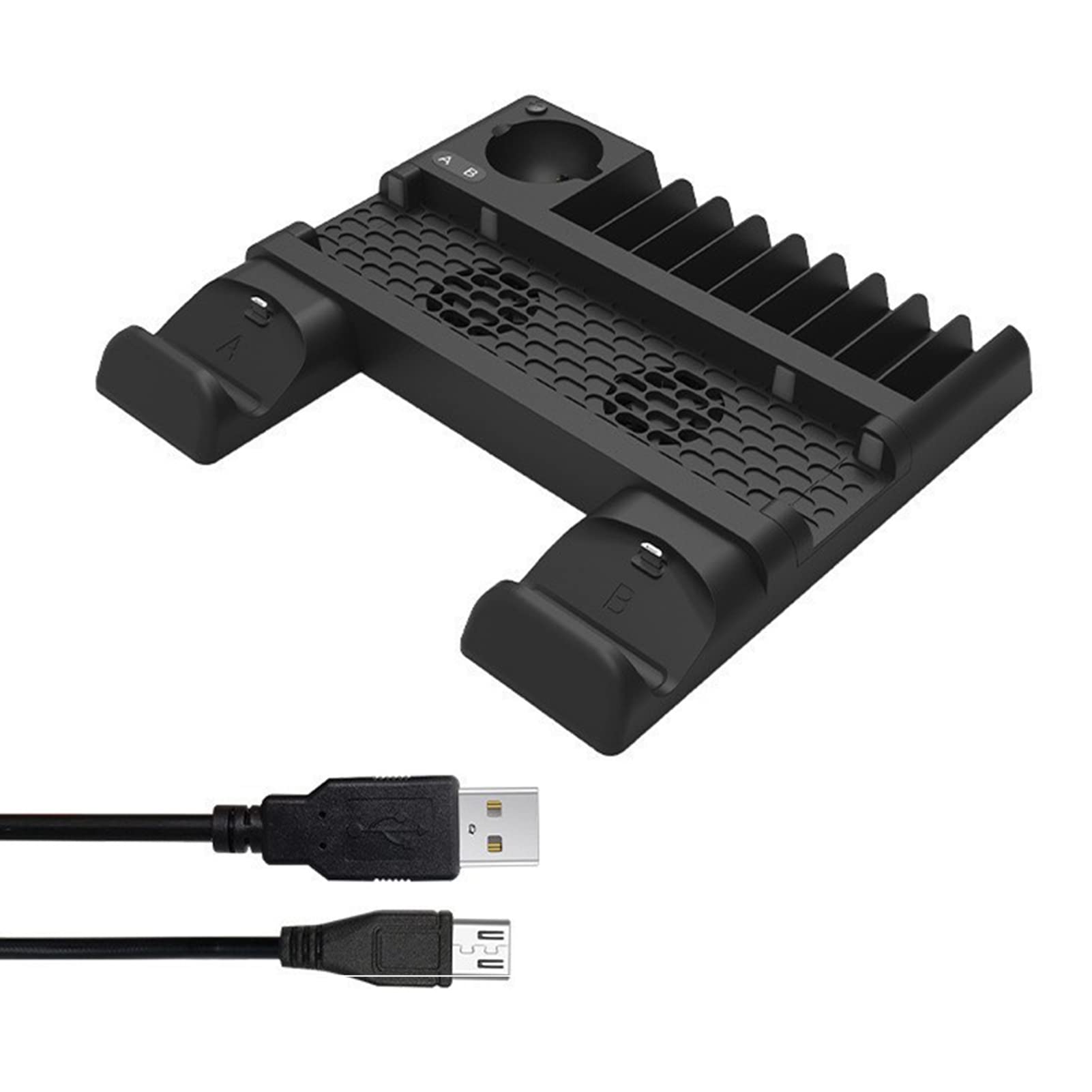 SamFansar Console Charging Station 2 Cooling Fans Dual Controller Console Charging Dock Vertical Black