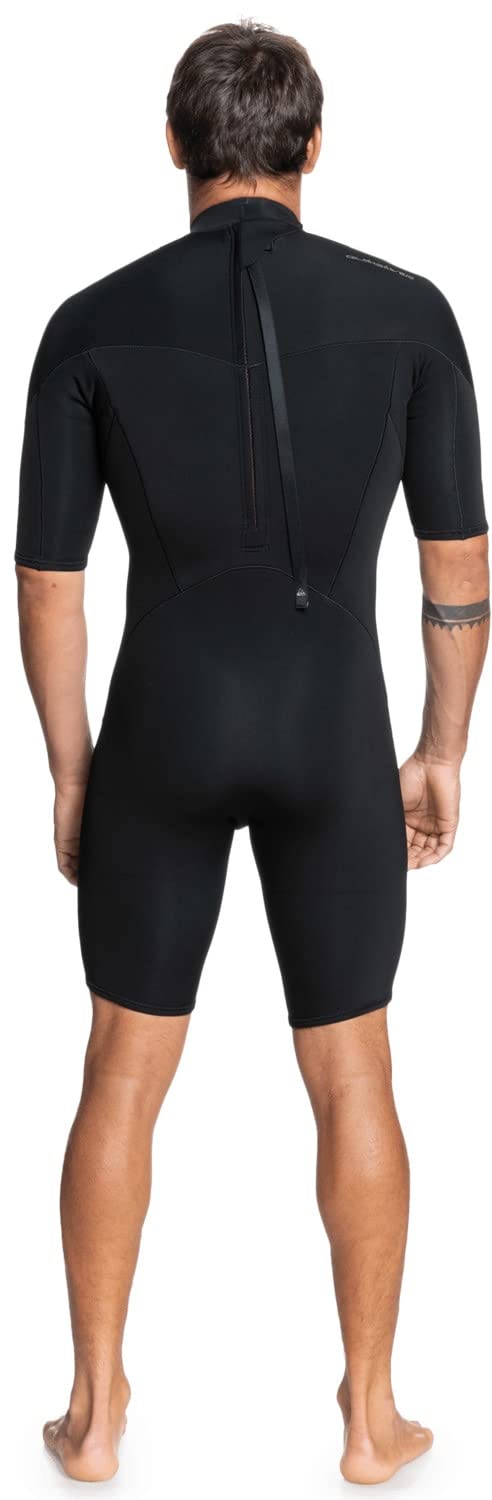 Quiksilver Mens 2/2 Sessions Short Sleeve Back Zip Springsuit - Black | Medium