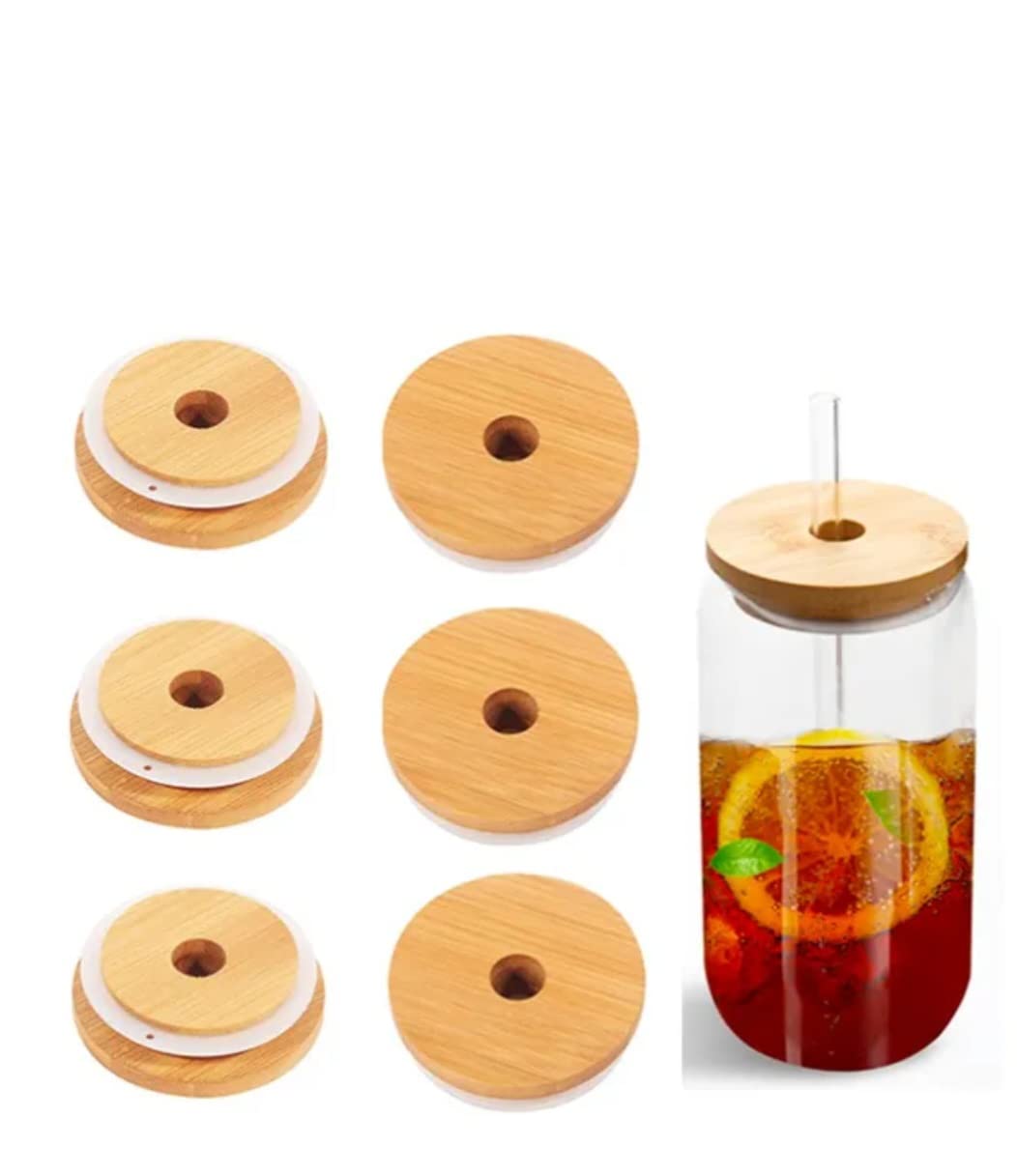 RANDY 4-Pack Beer Can Glass Cup, 16 oz Iced Coffee Drinking Cups with Bamboo Lid and Glass Straws, Glass Tumbler for Cocktail, Whiskey, Soda, Tea, Water