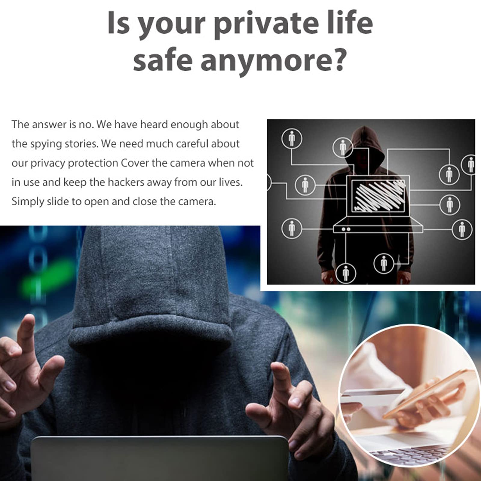 Webcam Cover,Upgraded Camera Cover Compatible for Tesla Model 3 / Y, Laptop, Desktop, PC, MacBook Pro, i Mac, Mac Mini, Computer,Protect Your Privacy and Security,Strong Adhesive (Black+White)