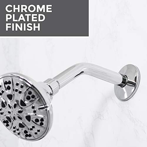VETTA 8 Inch Shower Arm and Flange, Stainless Steel Construction, Shower Head Extension Extender Pipe Arm, Chrome Finish