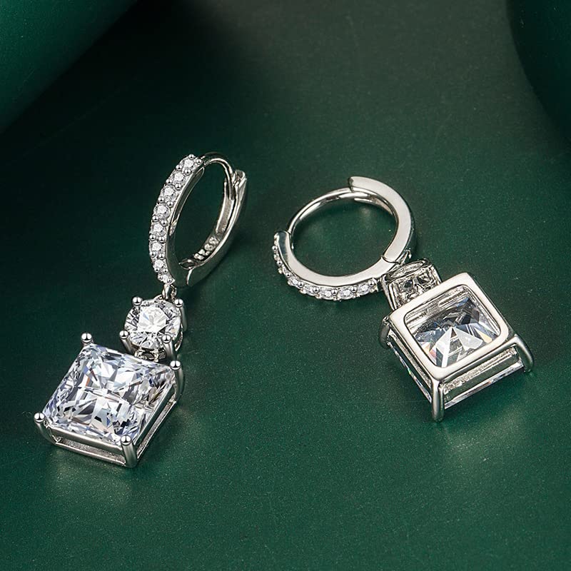 Wisven Square Diamond Earrings Electroplated Silver French Buckle Hypoallergenic Single Diamond Ear Hook