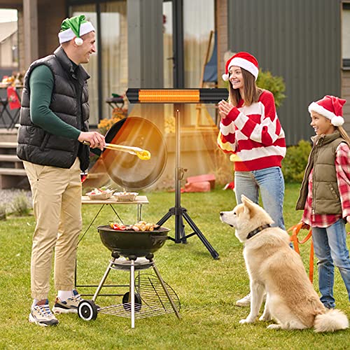 SIEANE Outdoor Patio Heater Electric Carbon Infrared Wall Mounted/Ceiling/Tripod 1500W Adjustable Temperature Instant Warm Heater with Remote Control IP65 Waterproof Heater for Garage Backyard
