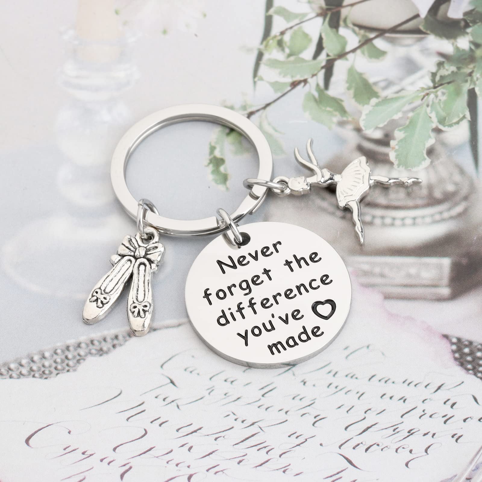 MYOSPARK Dance Keychain Ballet Dancing Gifts Dance Team Jewelry Dance Recitals Gift Never Forget The Difference You’ve Made (Ballet difference KC)