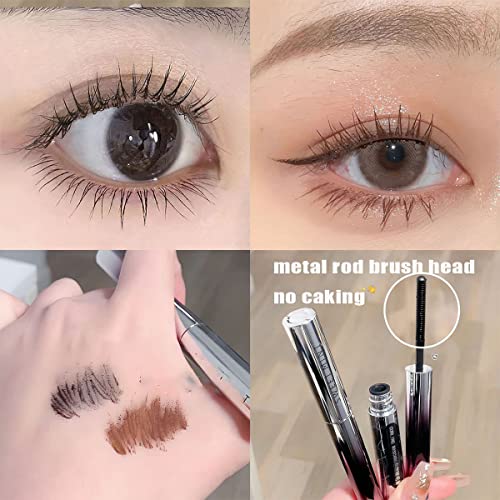 Metal Mascara Wand, Bristle Less Metal Mascara, Waterproof and Non-Smudged, Long-Lasting (Brown)