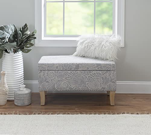 Linon Stephanie Upholstered Storage Ottoman, Stone
