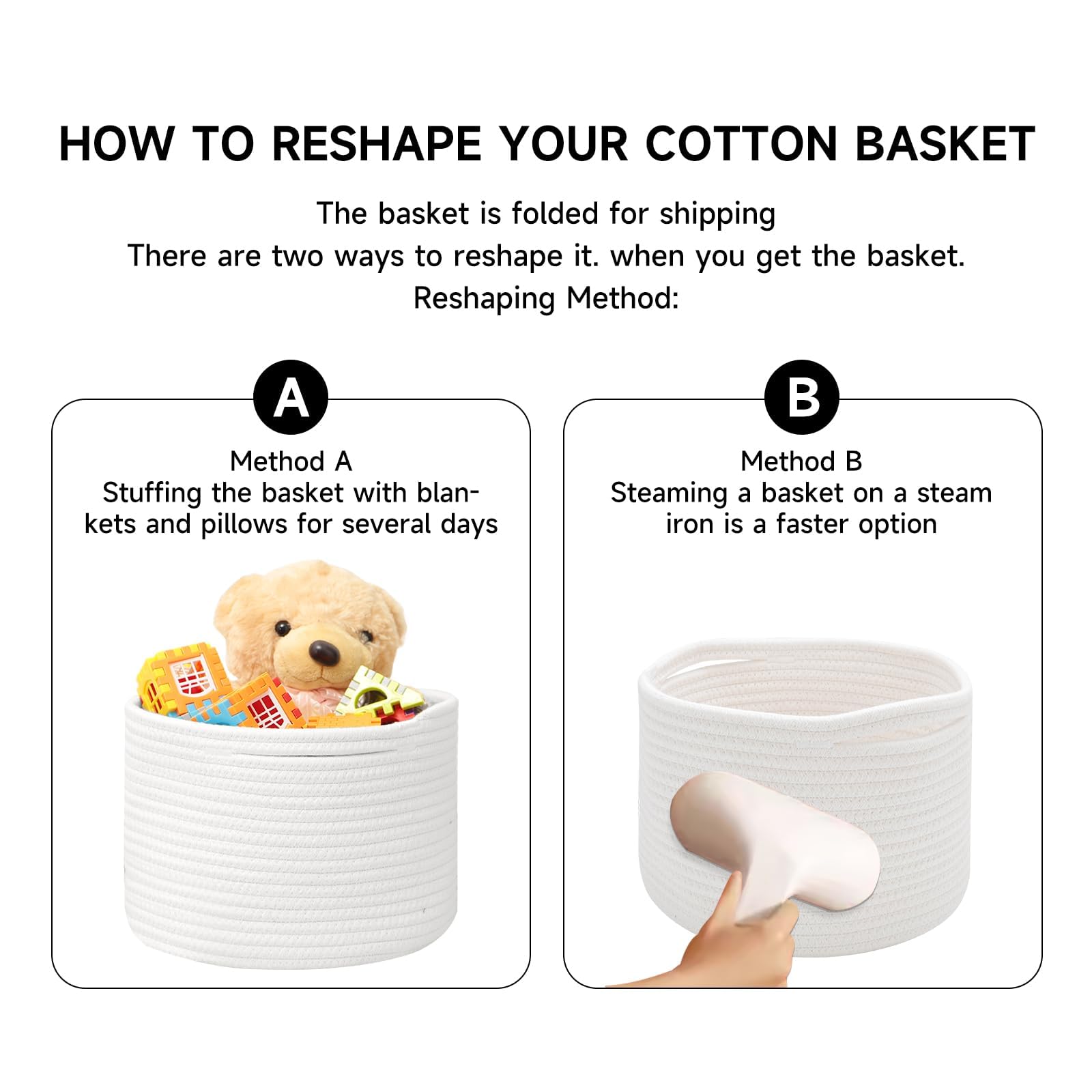 MiniArk Small Storage Basket for Organizing | Cube Shelf Closet Storage Baskets | 9.7ร9.7ร7.1โ Cute Baby Basket for Nursery | Woven Rope Basket Bins | Gift Basket Easter | Round 3 Packs Off White
