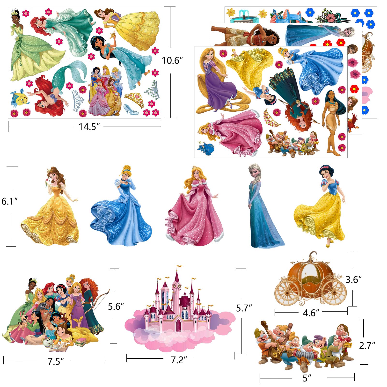 Wall Decals Stickers, Peel and Stick Cartoon Wall Decals Removable Wall Art Decor for Nursery Baby Children's Bedroom Wall Decorations