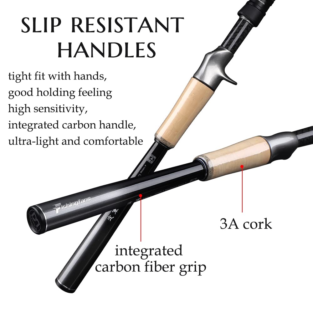 Taigek Baitcasting Fishing Rod Casting Carbon Fiber Fuji O Ring Guides Medium Power Moderate-Fast Action Two Piece Split Casting Rods for Bass Fishing