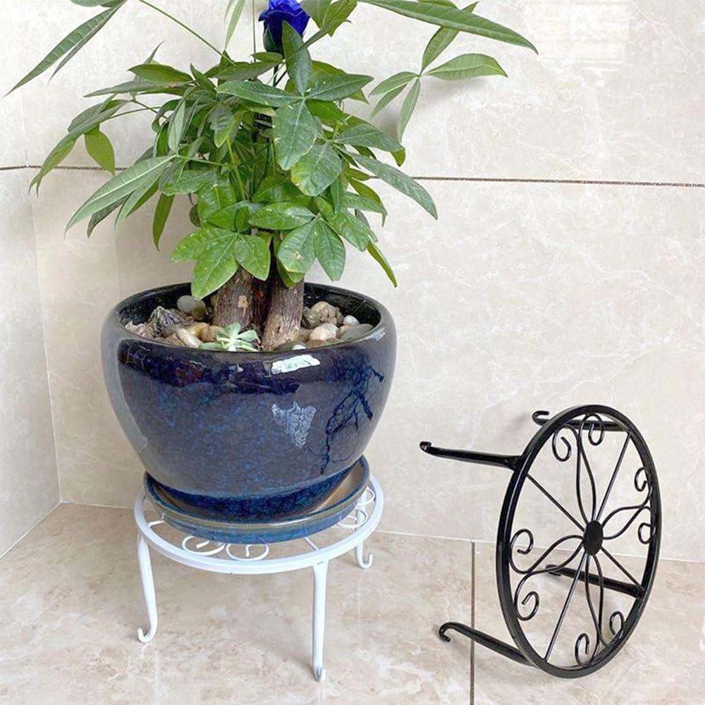 Metal Plant Stand Wrought Iron Planter,Iron Art Flower Pot Supporting Stand Indoor Outdoor Garden Set of 3(White)