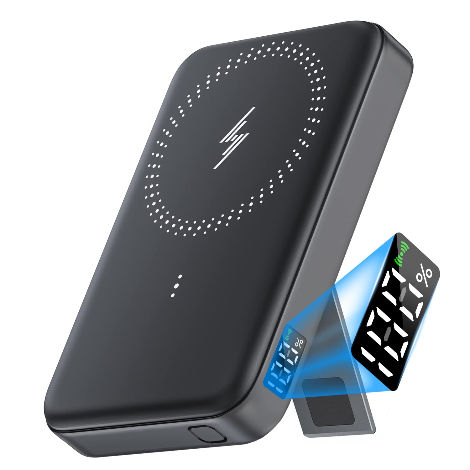 weetla ๐ฎ๐ฌ๐ฎ๐ฏ ๐ก๐ฒ๐ Magnetic Battery Pack 10000mAh LED Digital Display Foldable Wireless Power Bank with Kickstand USB-C Cable Portable Wireless Charger Power Bank for iPhone 14/13/12 03A (White)